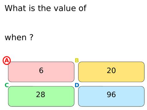 Quiz On Substitution Into Expressions Teaching Resources