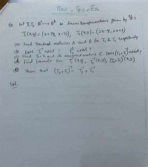 Solved Ex Let T1 T2 R2→r2 Be Linear Transformations Given
