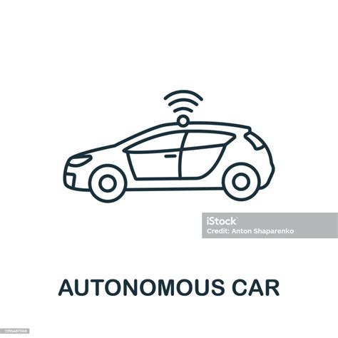 Iot 컬렉션의 자율 주행 자동차 아이콘입니다 템플릿 웹 디자인 및 인포 그래픽을위한 간단한 라인 자율 주행 자동차 아이콘 가상