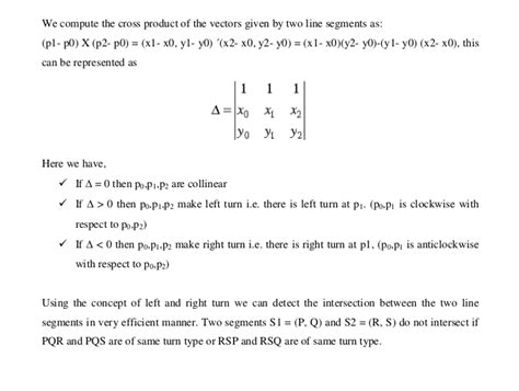 Linear Algebra Determing If Two Line Segments Intersect Using Cross