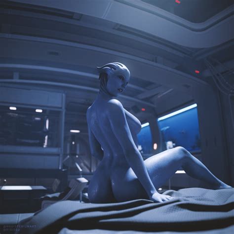 Rule 34 1girls 3d Asari Ass Bed Blue Skin Dat Ass Female Female Only Liara Tsoni