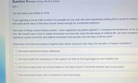 Solved Question 5multiple Choice Worth 2 Points Mc The Text Below