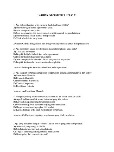 latihan informatika kelas xi kunci pdf