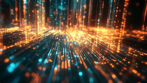 Abstract Data Stream Flowing Technology Background Stock Footage Video Of Matrix Orange