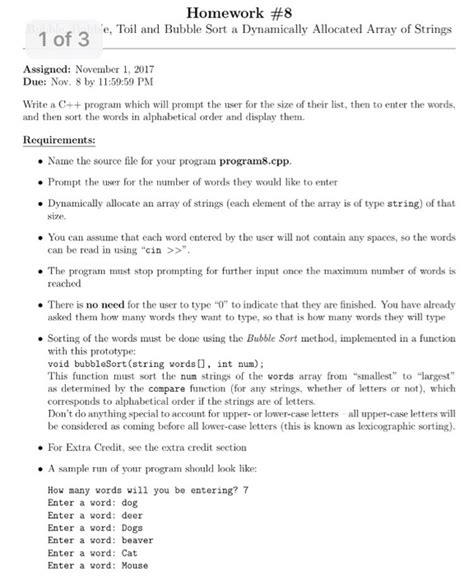 Solved Homework 8 E Toil And Bubble Sort A Dynamically