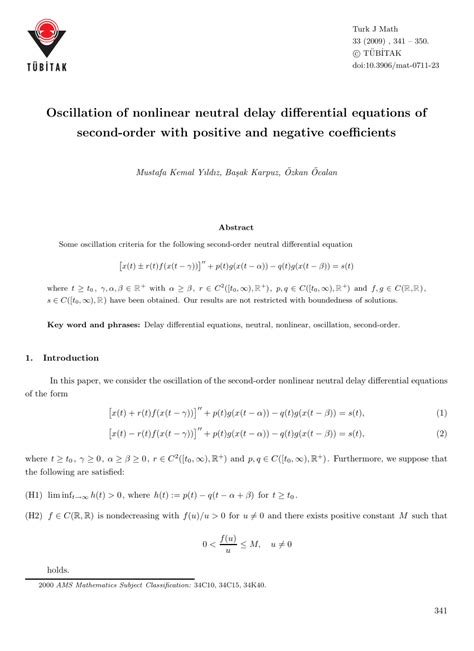 Pdf Oscillation Of Nonlinear Neutral Delay Differential Equations Of Second Order With