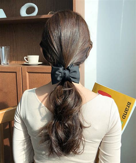 리본 쉬폰 반머리 반묶음 똥머리 올림머리 헤어 집게핀