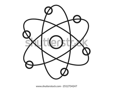 Black Outline Atom Orbiting Electrons Isolated Stock Vector Royalty