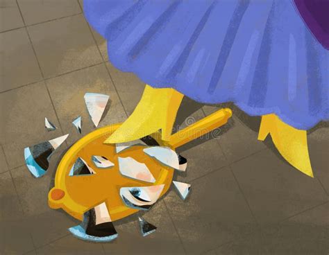 Cartoon Scene With Someones Foot On Broken Mirror Stock Illustration Illustration Of Girl