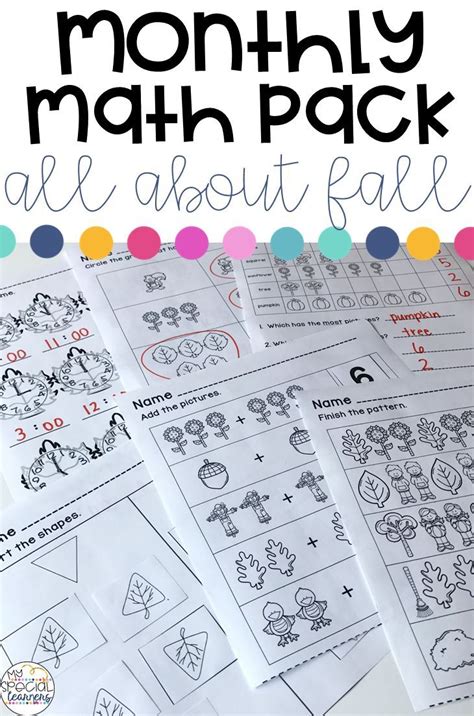 All About Fall Math Printables For Special Education