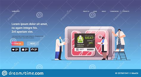 Scientists Looking At Dna And Charts Vector Illustration Biotechnology