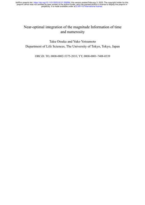 Pdf Near Optimal Integration Of The Magnitude Information Of Time And