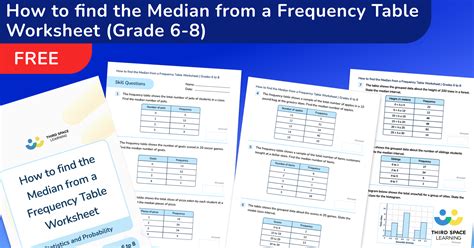FREE How To Find The Median From A Frequency Table Worksheet