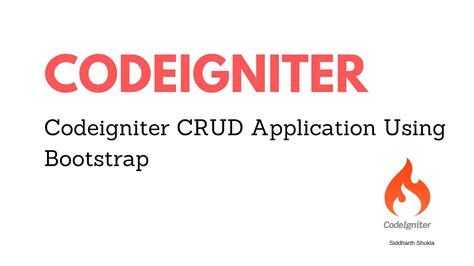 Codeigniter Crud Application Youtube