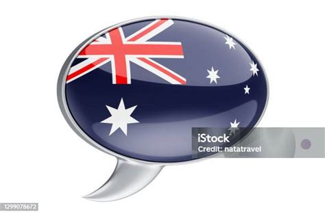 오스트레일리아 국기가 있는 스피치 풍선 흰색 배경에서 격리된 3d 렌더링 교습에 대한 스톡 사진 및 기타 이미지 교습 교육 기 Istock