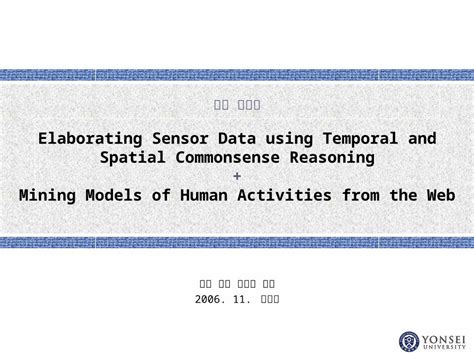 Ppt 의미 모델링 Elaborating Sensor Data Using Temporal And Spatial