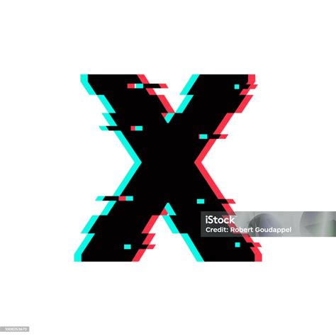 벡터 로고 문자 X 글리치 왜곡 알파벳 X에 대한 스톡 벡터 아트 및 기타 이미지 알파벳 X 3차원 형태 로고 Istock