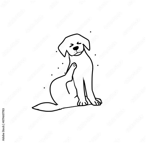 Flea Infested Dog Scratching Fleas Illustration Cartoon Style Drawing