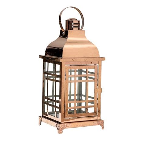 Lanterna Marroquina Pequena Cor Cobre Design Metal Vidro Madeiramadeira