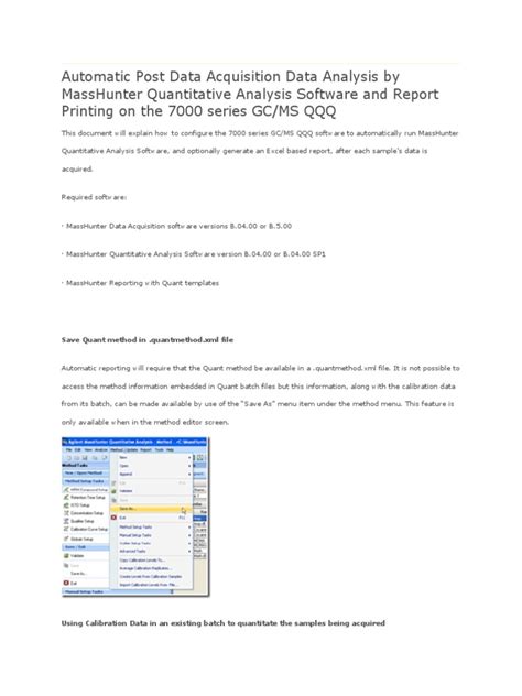 Automatic Post Data Acquisition Data Analysis By Masshunter Quantitative Analysis Software And