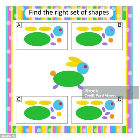 아이들을 위한 논리 퍼즐 올바른 만화 토끼 세트를 찾으십시오 대답은 A입니다 0명에 대한 스톡 벡터 아트 및 기타 이미지 0명 개념 교육 Istock