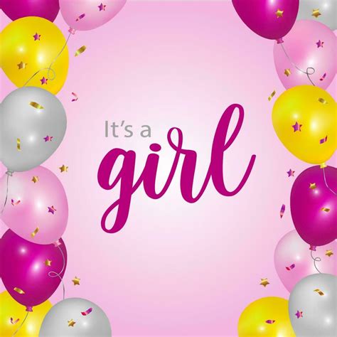 Its A Girl Balloon Background With Copy Space Bunch Of Pink White