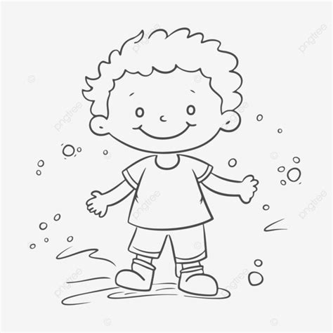 물 색칠 페이지 개요 스케치 드로잉에서 재생하는 만화 소년 벡터 분필 그리기 분필 개요 분필 스케치 Png 일러스트 및 벡터 에 대한 무료 다운로드 Pngtree