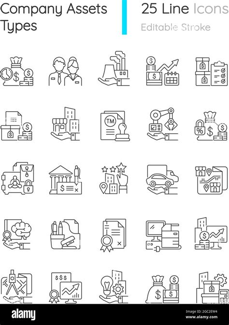 Business Assets Linear Icons Set Stock Vector Image And Art Alamy