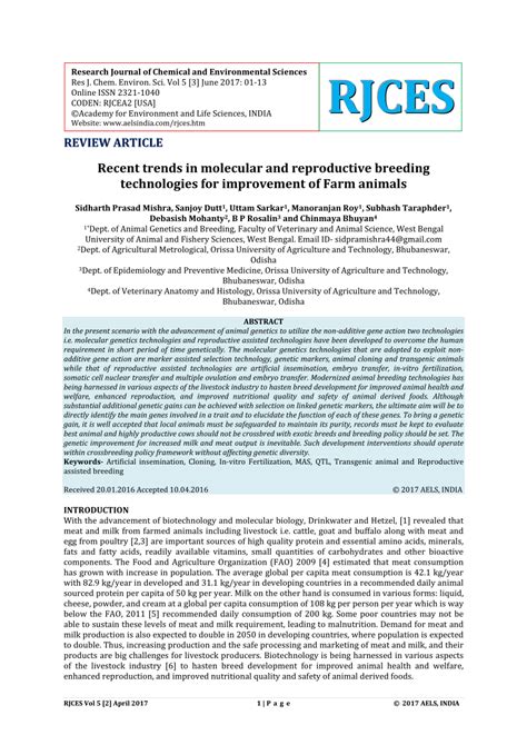Pdf Recent Trends In Molecular And Reproductive Breeding Technologies For Improvement Of Farm