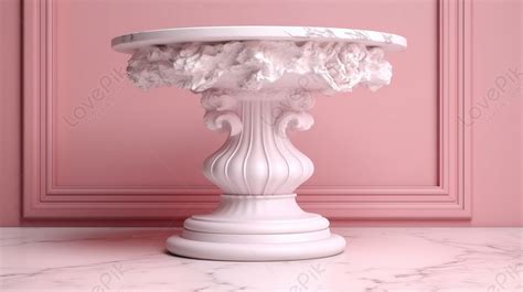 3d 흰색 대리석 받침대는 격리된 분홍색으로 렌더링되어 시각적으로 매력적인 배경을 제공합니다 3d 침대 배경 제품 디스플레이 배경 대리 배경 이미지 Hd 3d 침대