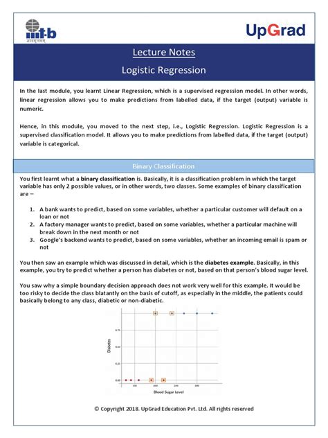 logistic regression lecture notes pdf statistical classification