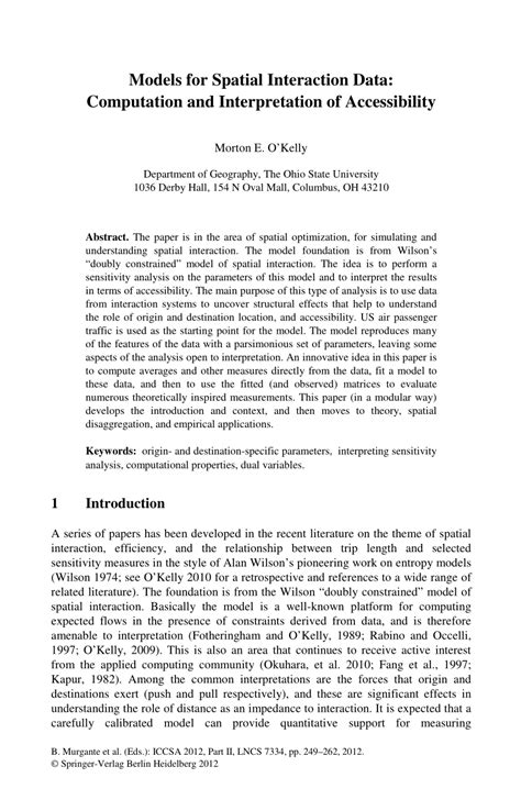 Pdf Models For Spatial Interaction Data Computation And