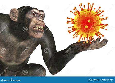 Monkey Holding A Virus Conceptual 3d Illustration Stock Illustration Illustration Of Mammal