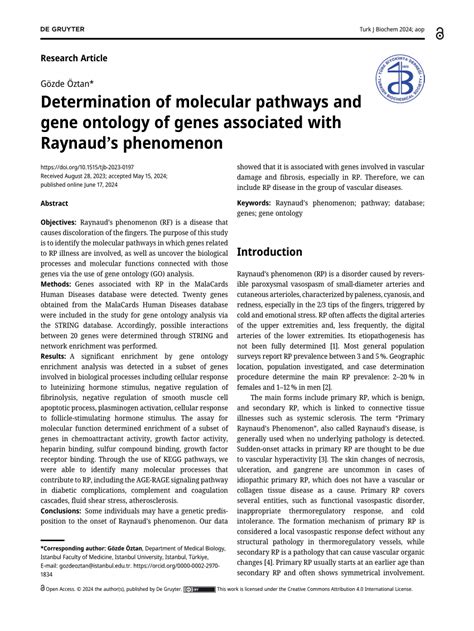 Pdf Determination Of Molecular Pathways And Gene Ontology Of Genes Associated With Raynauds
