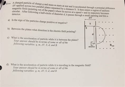 Solved A Charged Particle Of Charge Q And Mass M Starts At Chegg