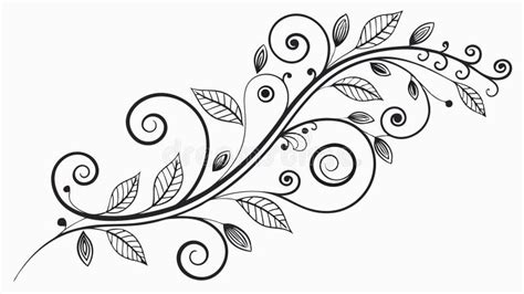 Decorative Floral Branch With Swirling Scrollwork Elegant Botanical Vector Design Generative Ai