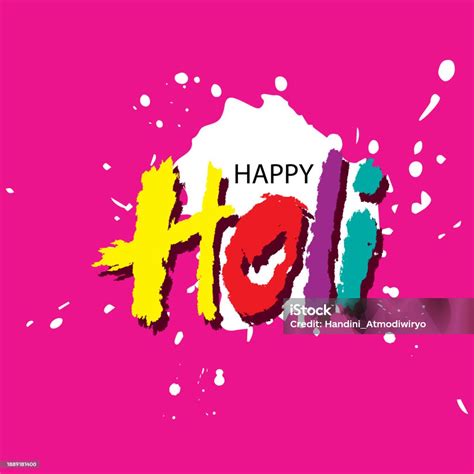 화려한 배경에 해피 홀리 손 글자 텍스트입니다 벡터 일러스트 레이 션입니다 개념에 대한 스톡 벡터 아트 및 기타 이미지 개념 개념과 주제 검은색 Istock