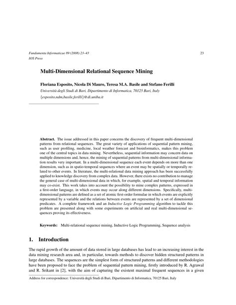 Pdf Multi Dimensional Relational Sequence Mining