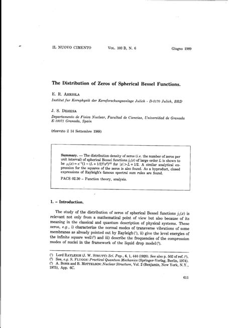 pdf the distribution of zeros of spherical bessel functions