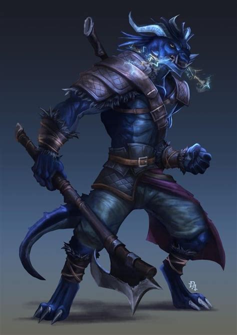 [oc][art] Breathe The Lightning Out Of Your Lungs Blue Dragonborn