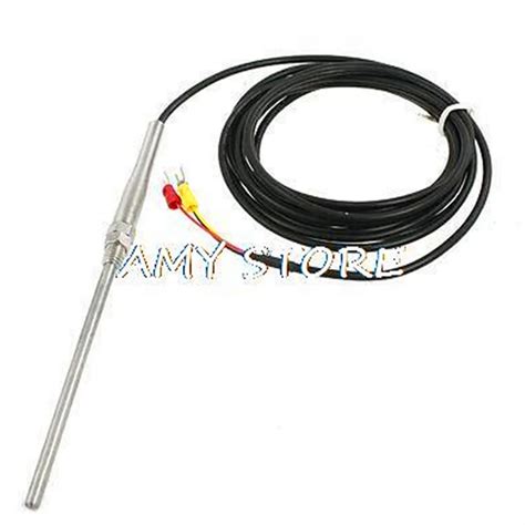5mm X 100mm 3 Meters Pt100 Temprature Sensor Thermocouple Probe In