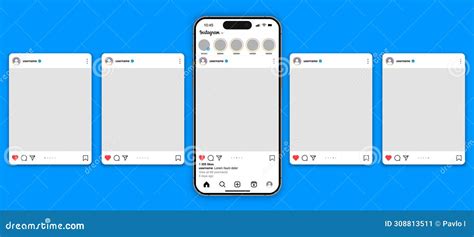 Post Instagram Feed Frame Mockup With Smartphone Iphone 15 Pro Max Mock Up Template Design