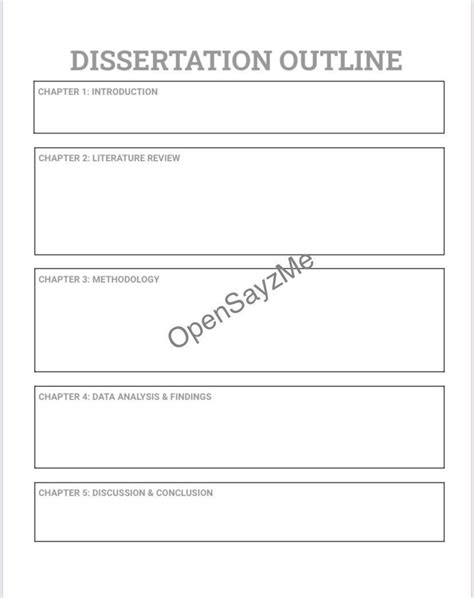 Dissertation Outline Worksheet Tool Digital Download Printable Pdf