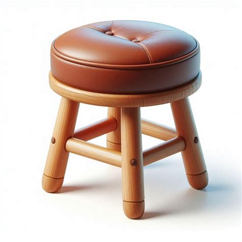 Premium Photo Stool With Small Wooden Legs And Leather Seat