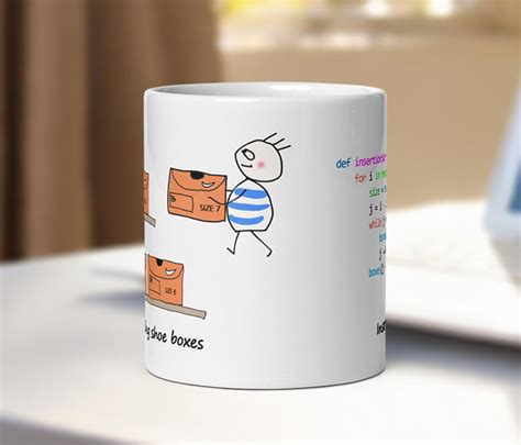 insertion sort white glossy mug coding mug programmer mug etsy