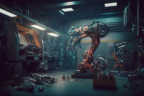 Premium Ai Image New Robot Setting Of Machine Welding For The Production Line Of Vehicle