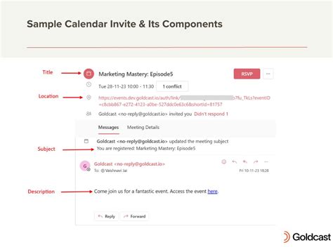 customizing calendar invite goldcast
