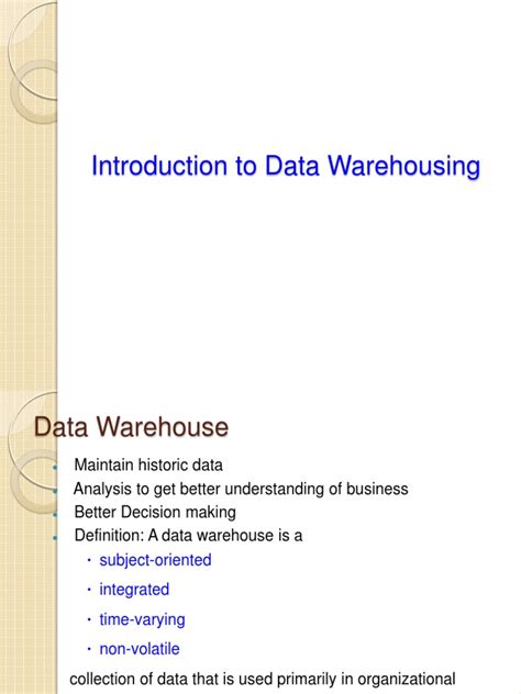 Introduction To Data Warehousing Pdf Data Warehouse Information