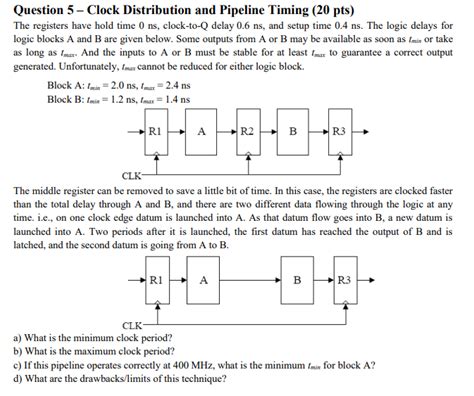 Solved Question 5 Clock Distribution And Pipeline Timing Chegg Com