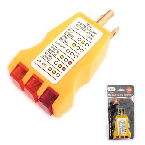 1 Electrical Receptacle Tester Ac Outlet Plug 3 Prong Circuit Analyzer Gnd Open Hardwareandtools